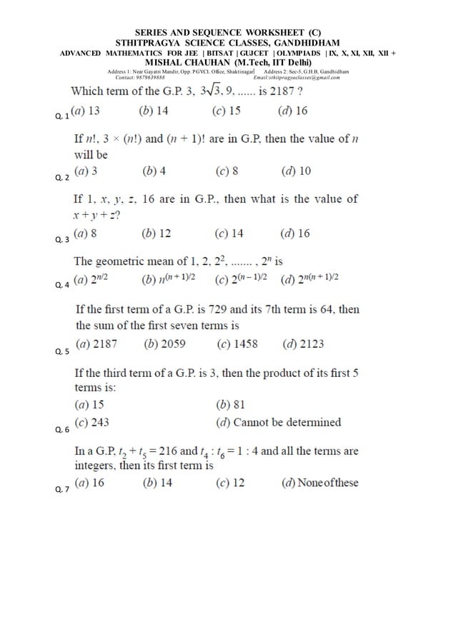 Series and sequence (c) worksheet | DOCX