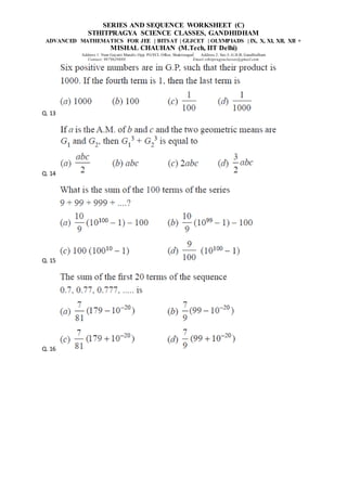 Series and sequence (c) worksheet | DOCX