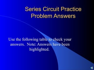 Series circuit practice problem answers | PPT