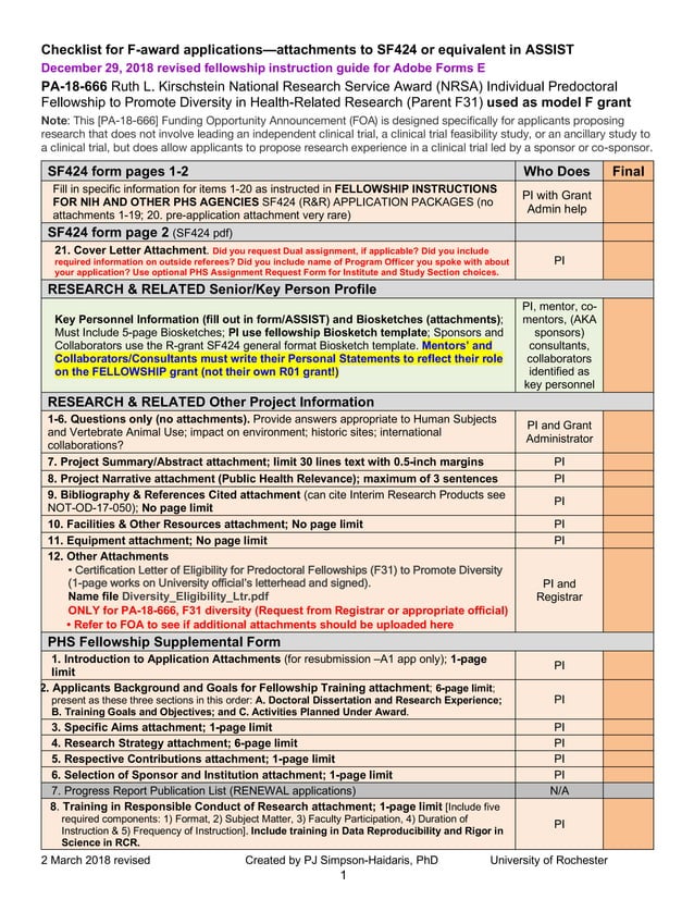 Series e forms checklist f-award_adobe_formse_required_attachments_updated_2march2018 | PDF