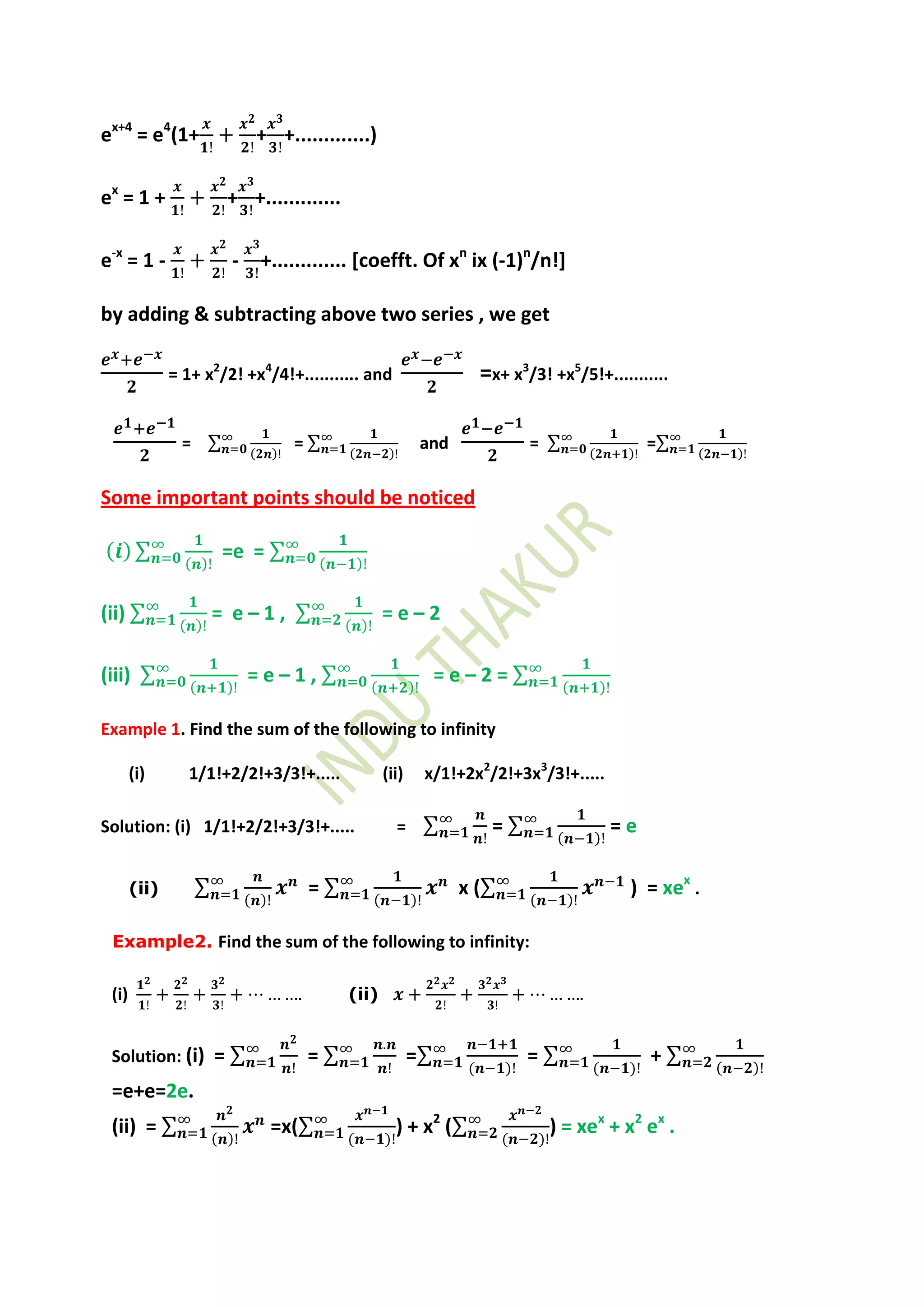 Series expansion of exponential and logarithmic functions | DOCX