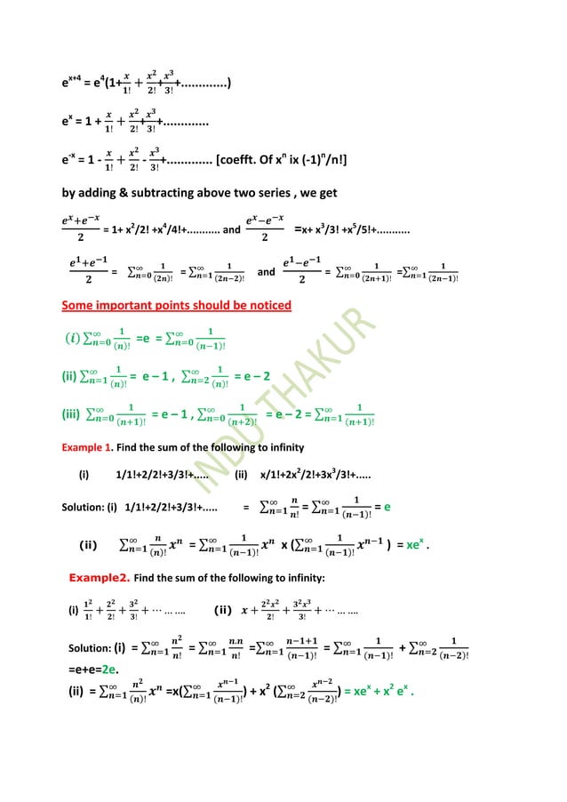 Series expansion of exponential and logarithmic functions | DOCX