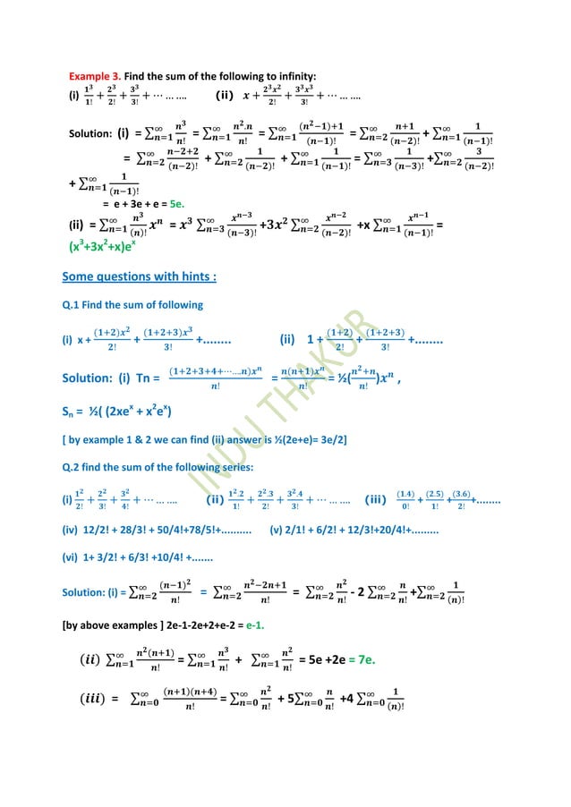 Series expansion of exponential and logarithmic functions | DOCX