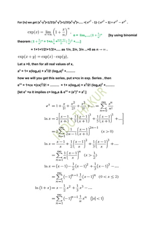 Series expansion of exponential and logarithmic functions | DOCX