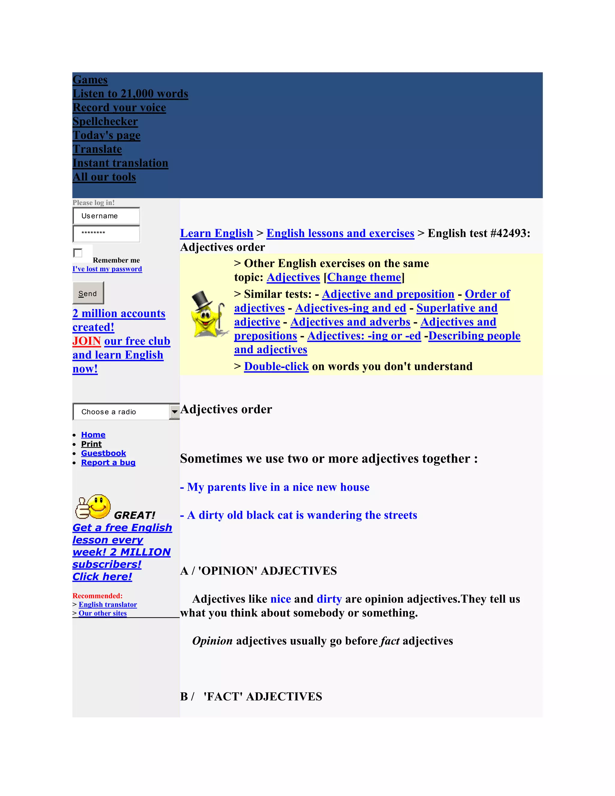 Series of adjectives | DOCX