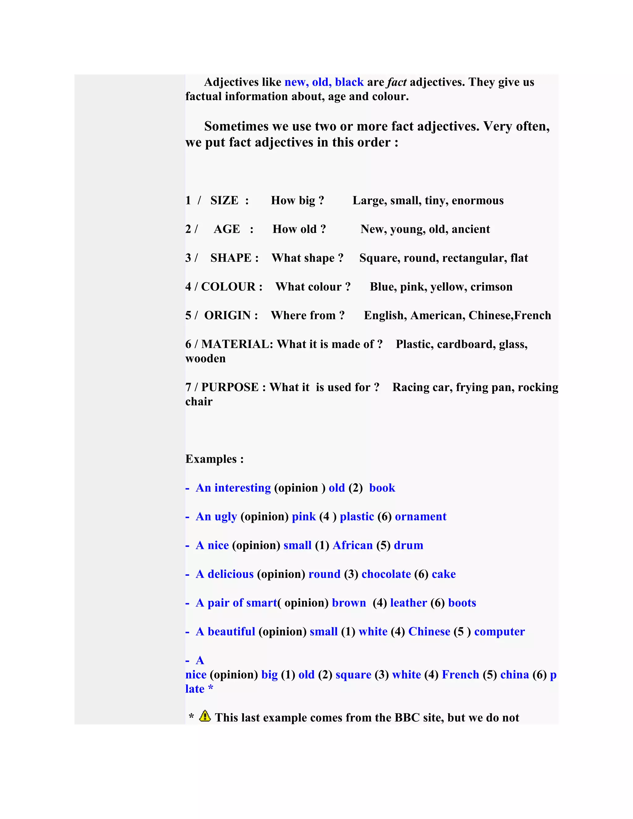 Series of adjectives | DOCX