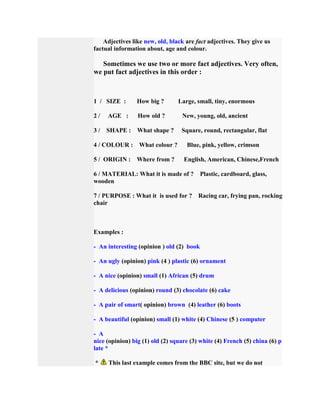 Series of adjectives | DOCX