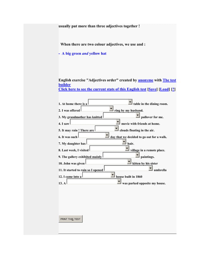 Series of adjectives | DOCX