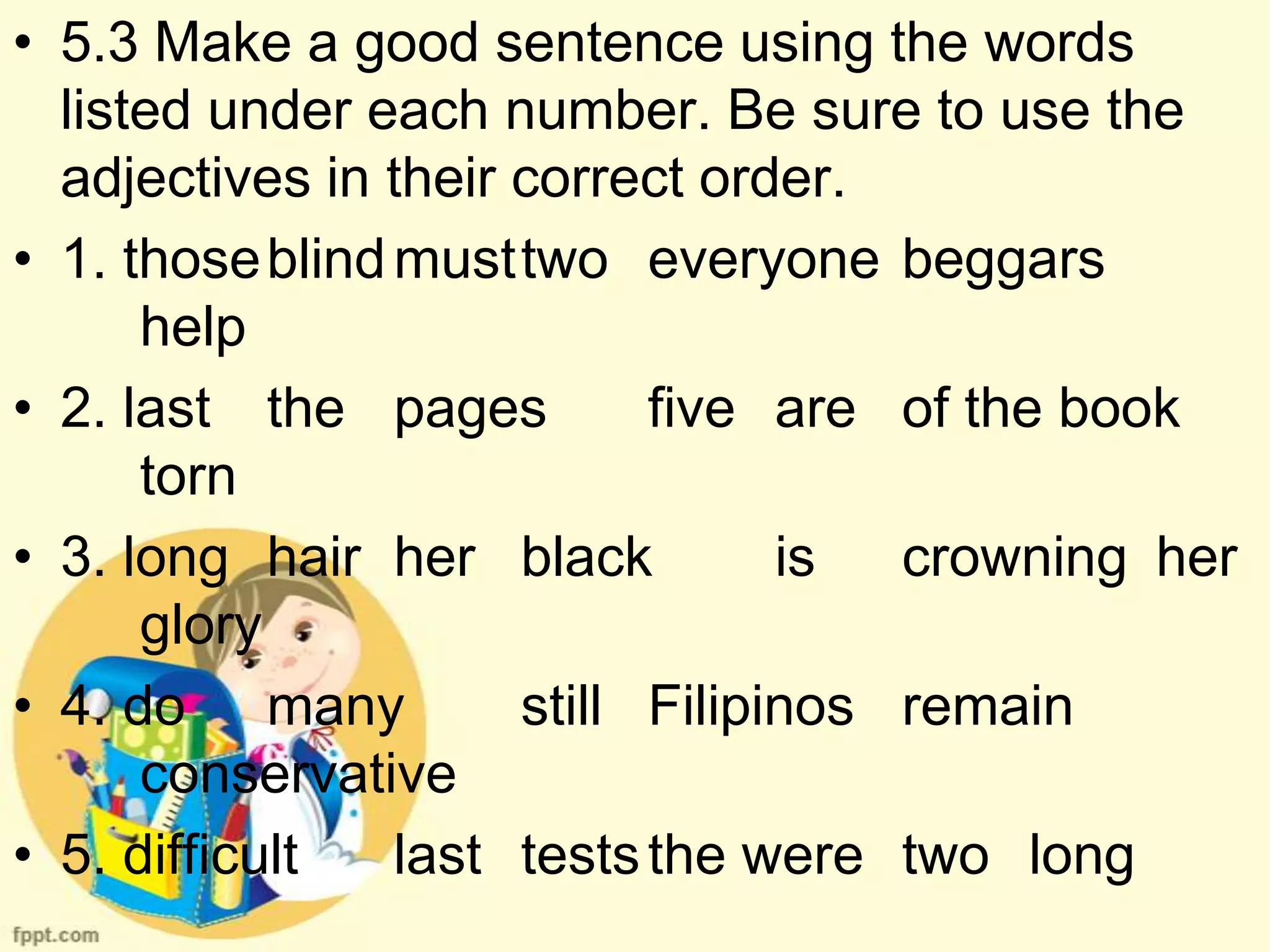 Series of adjectives | PPTX