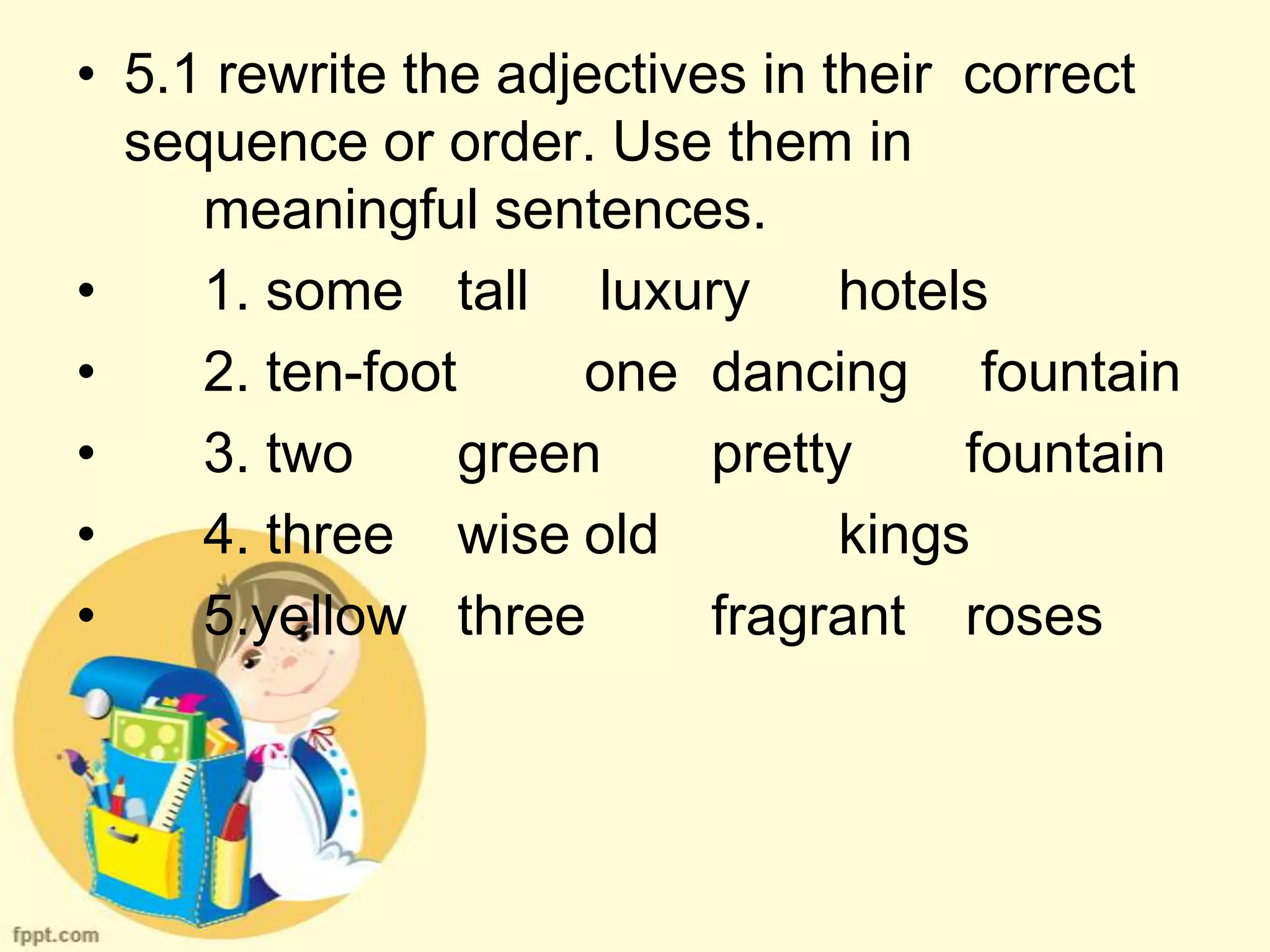 Series of adjectives | PPTX