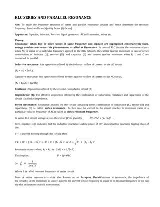Series parallel resonance circuit | DOCX