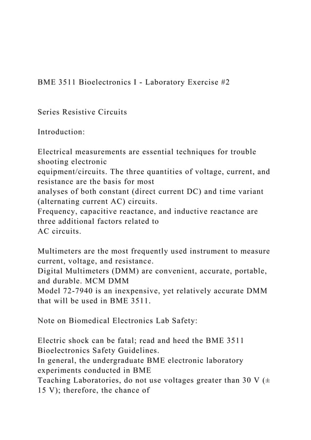 Series Resistive Circuits .docx | Computer Networking | Computing