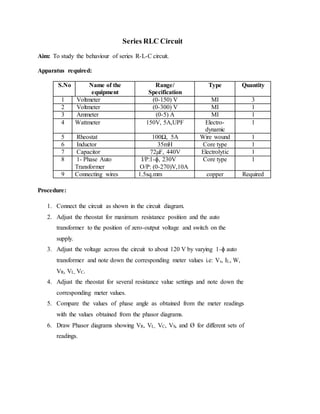 Series rlc circuit | DOCX