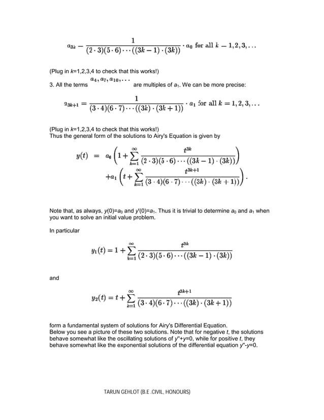 Series solutions airy's equation