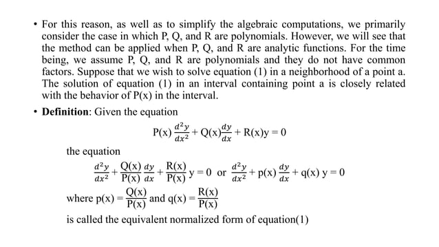 Series solutions at ordinary point and regular singular point | PPT Series solutions at ordinary point and regular singular point | PPT