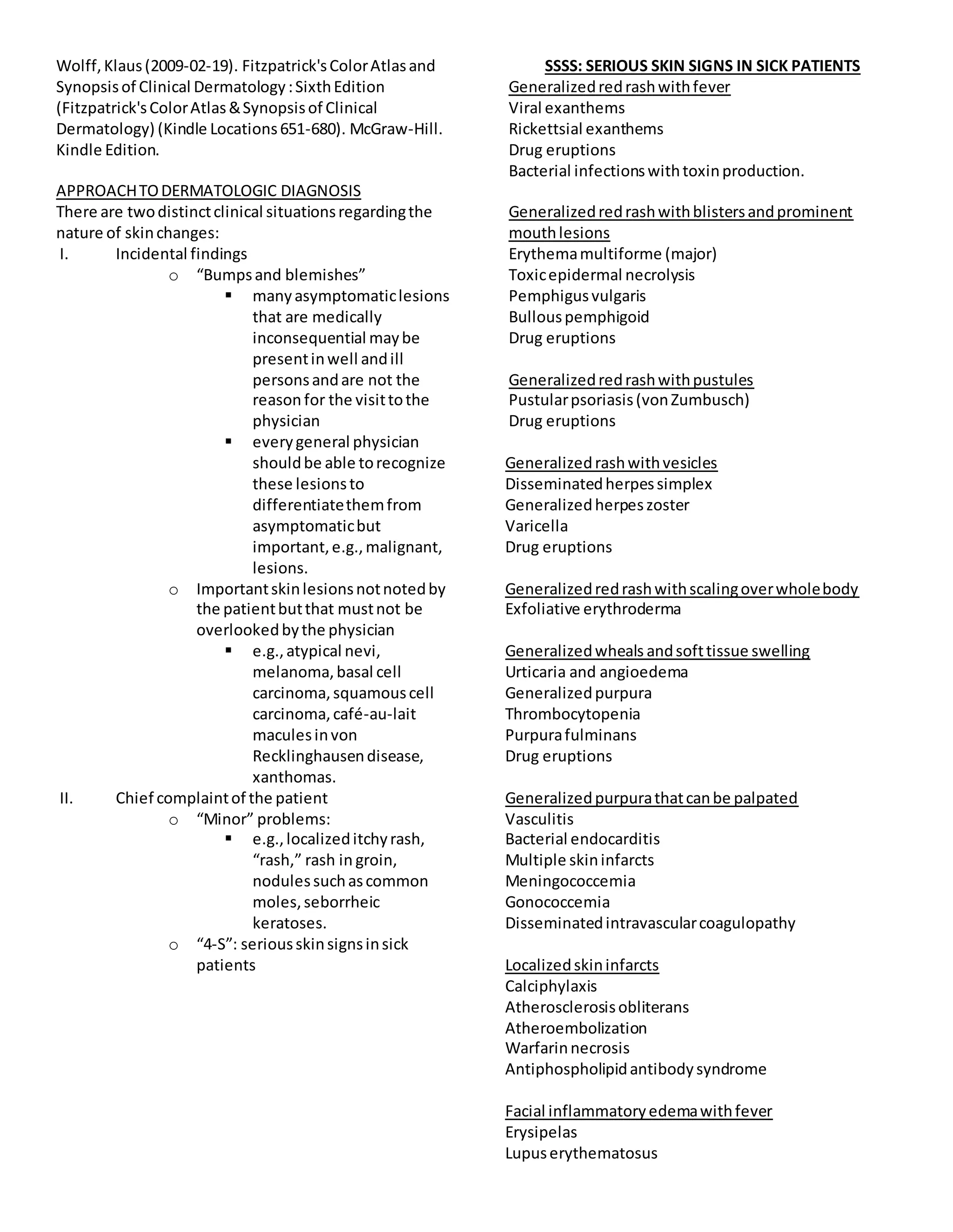 Serious skin signs in sick patients fitzpatrick | PDF
