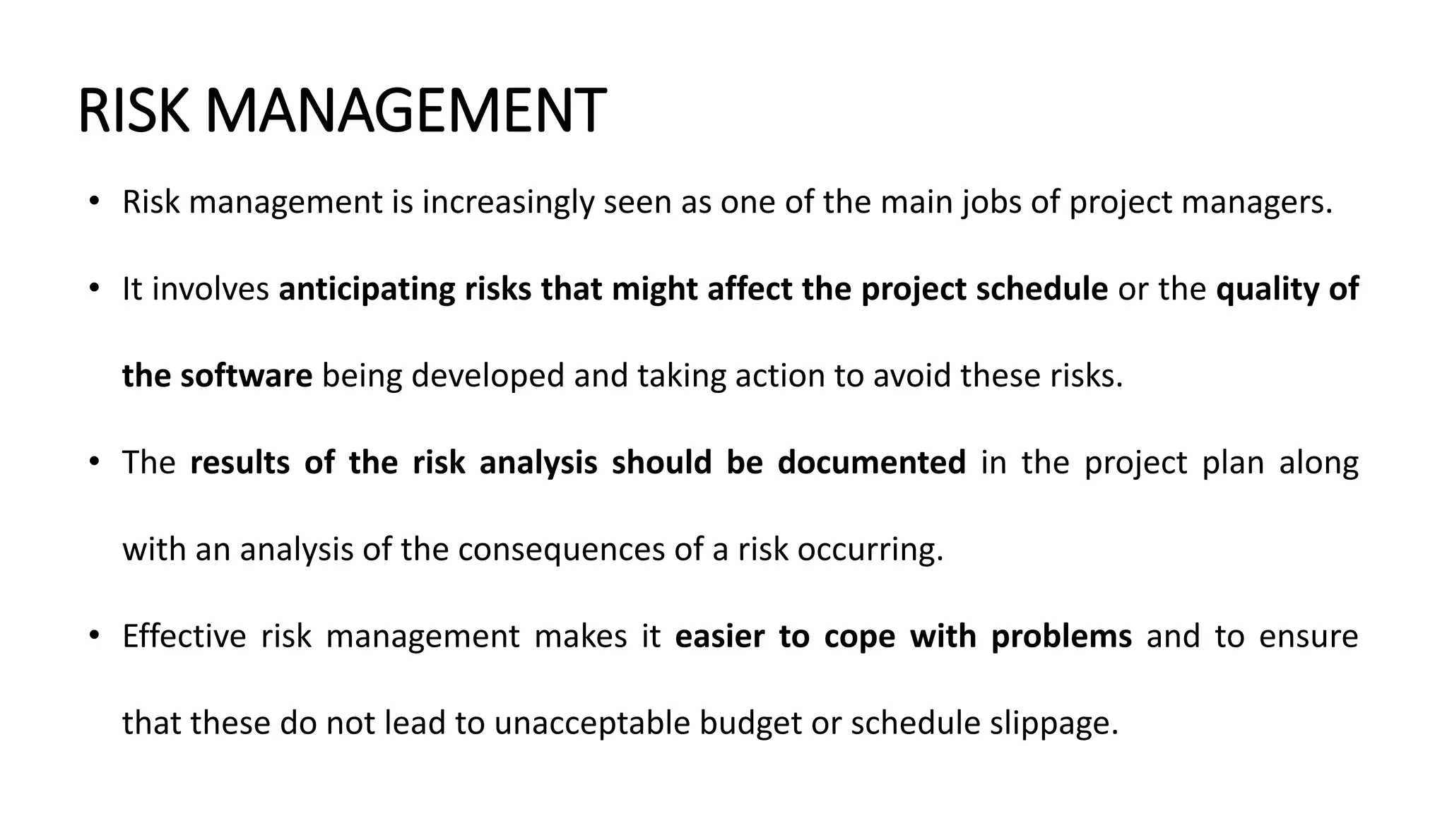 Software Engineering Topic: Risk Management | PPT
