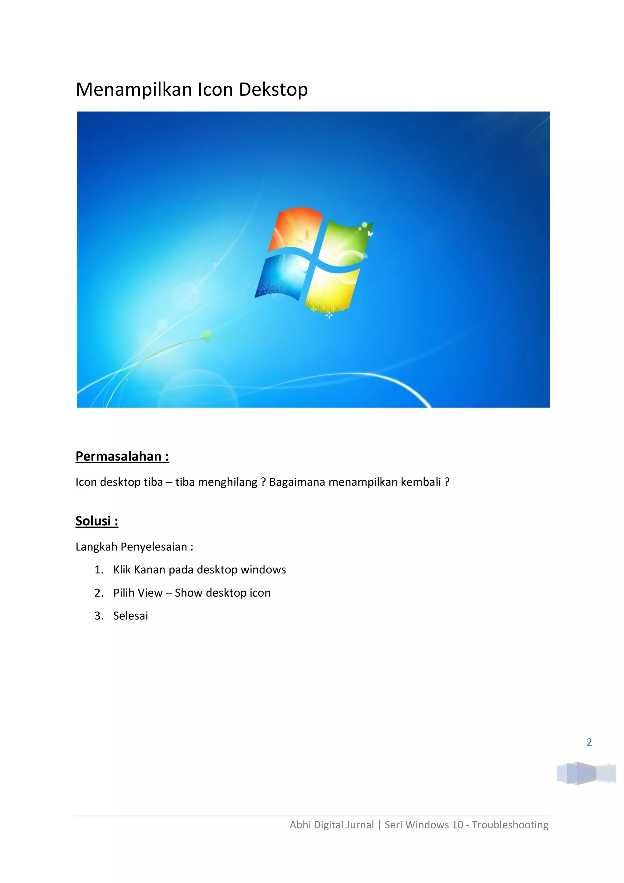 Seri windows 7 menampilkan icon dekstop | PDF | Computing | Technology ...