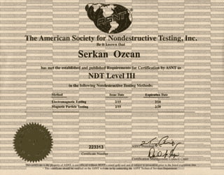 Serkan ozcan-asnt-ndt-level-3 | PPT