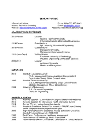Serkan Turkeli 2015 cv | PDF
