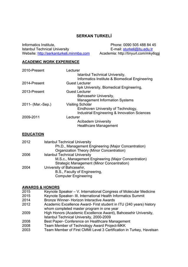 Serkan Turkeli 2015 cv | PDF