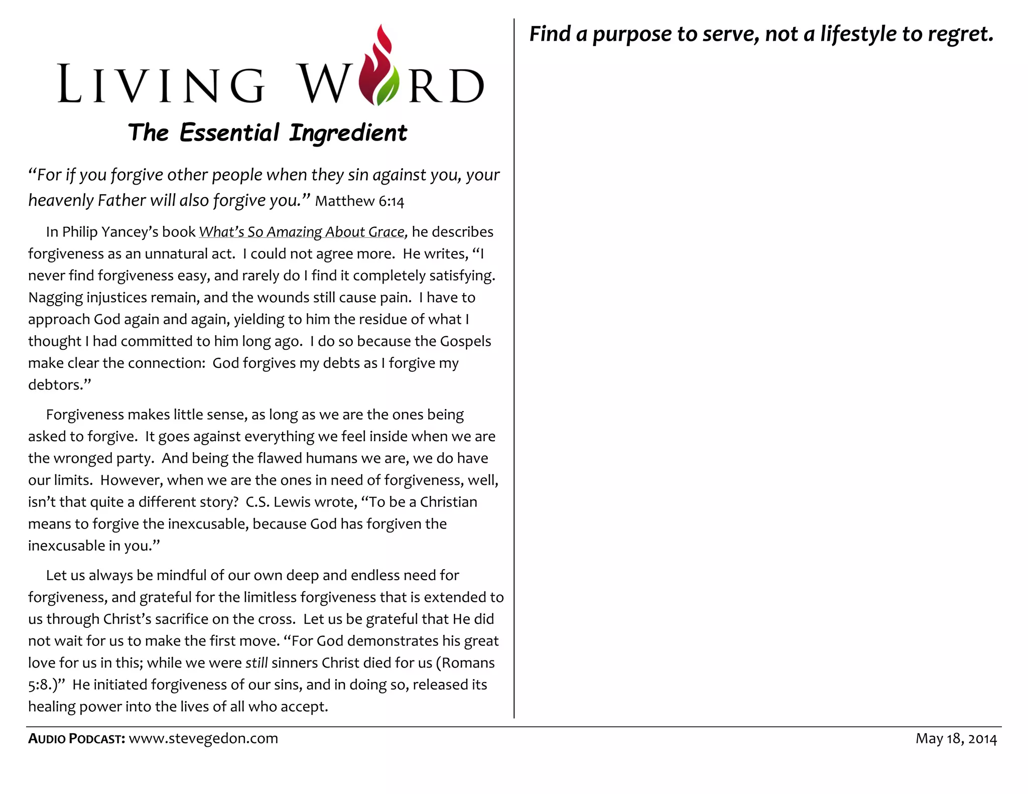 Sermon notes 05.18.14 parable of the unmerciful servant | PDF ...