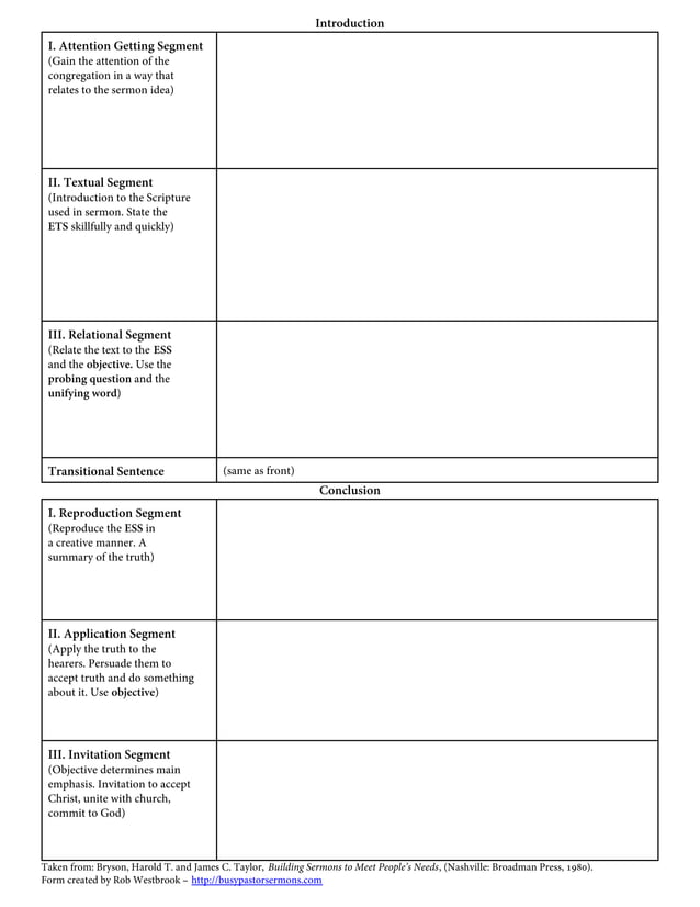 Sermon Preparation Form | PDF | Christianity | Religion & Spirituality