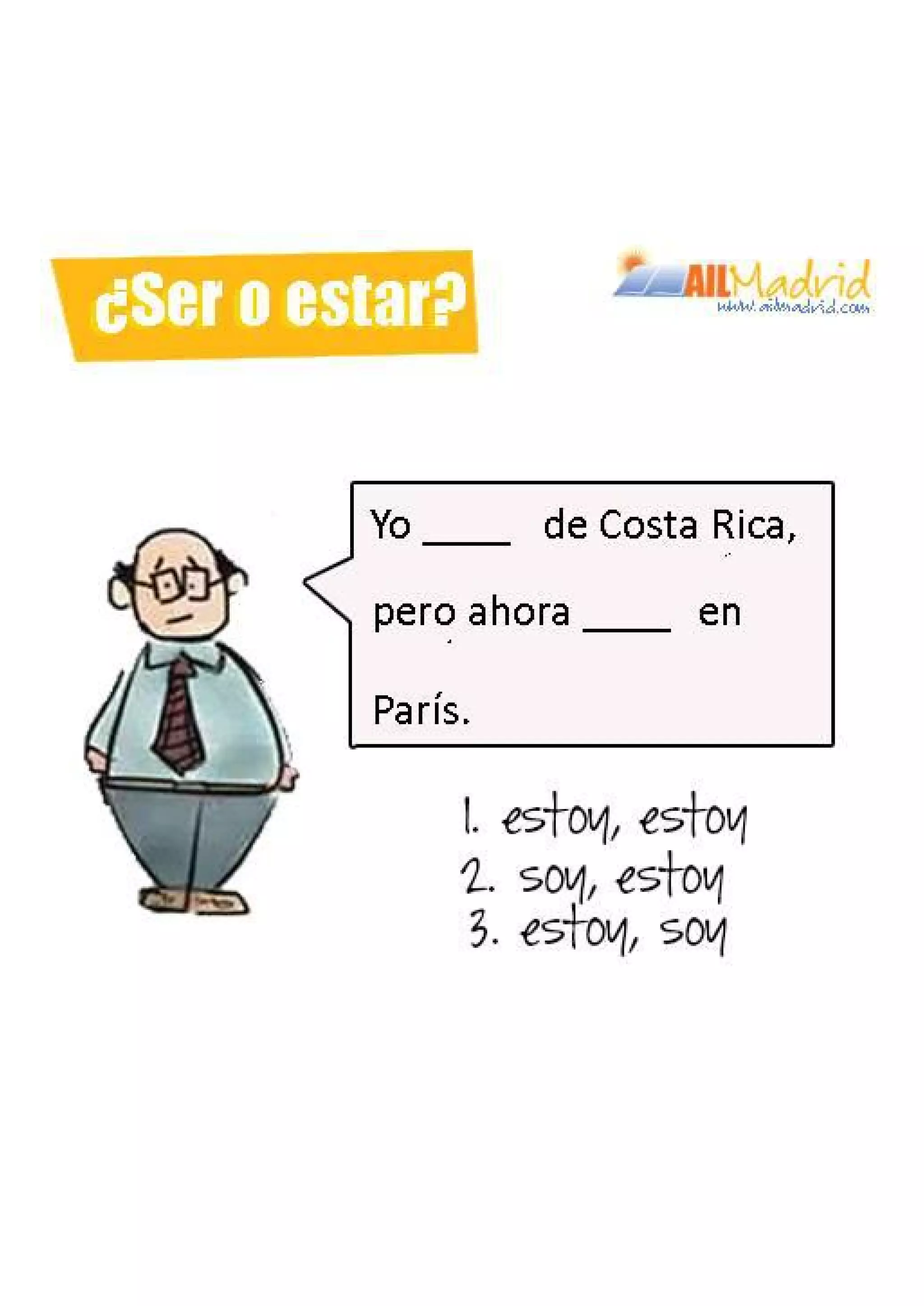 Spanish Resources: ¿ser o estar? | PDF