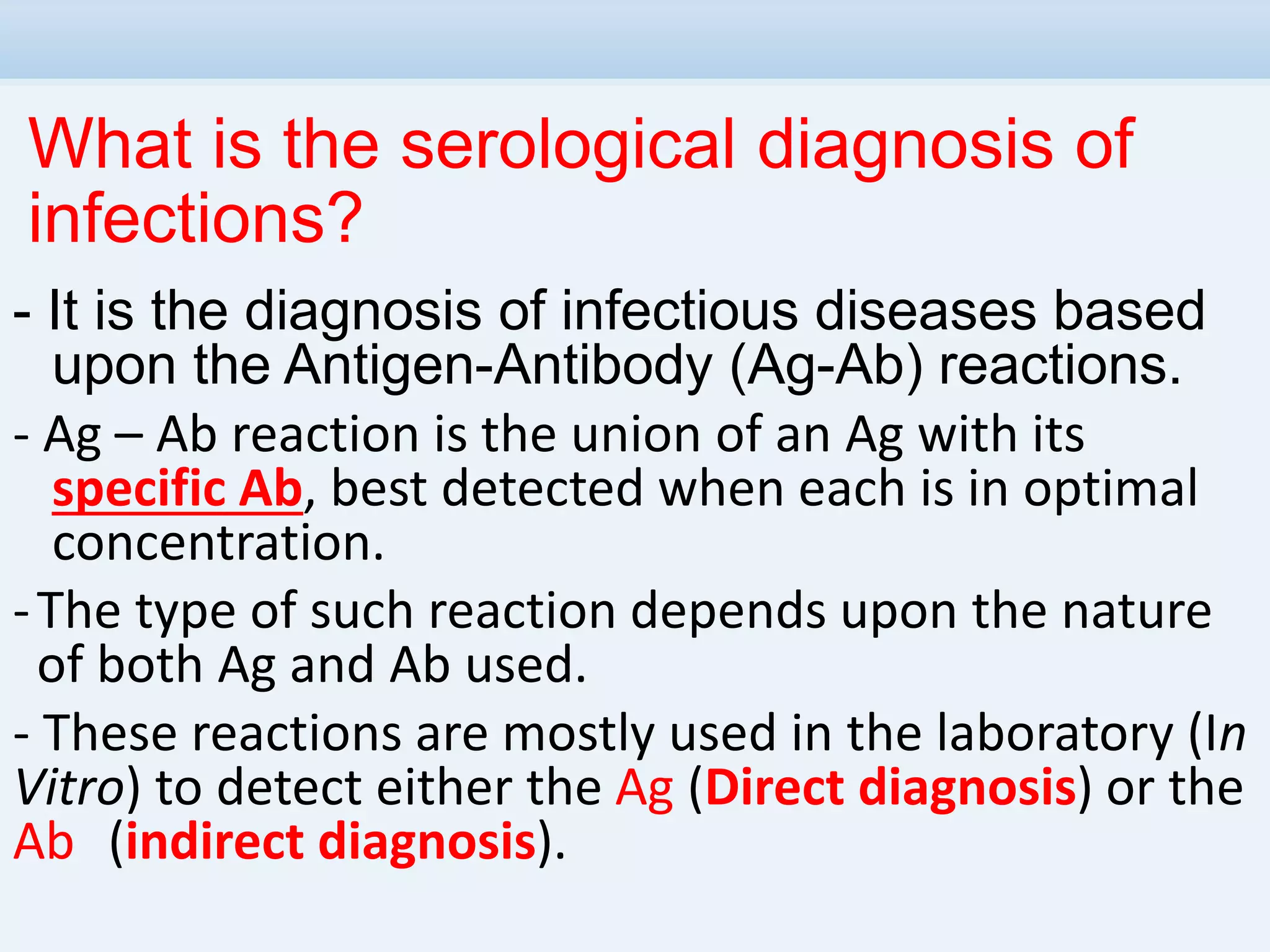 Serological Diagnosis of Infectious Diseases | PPTX