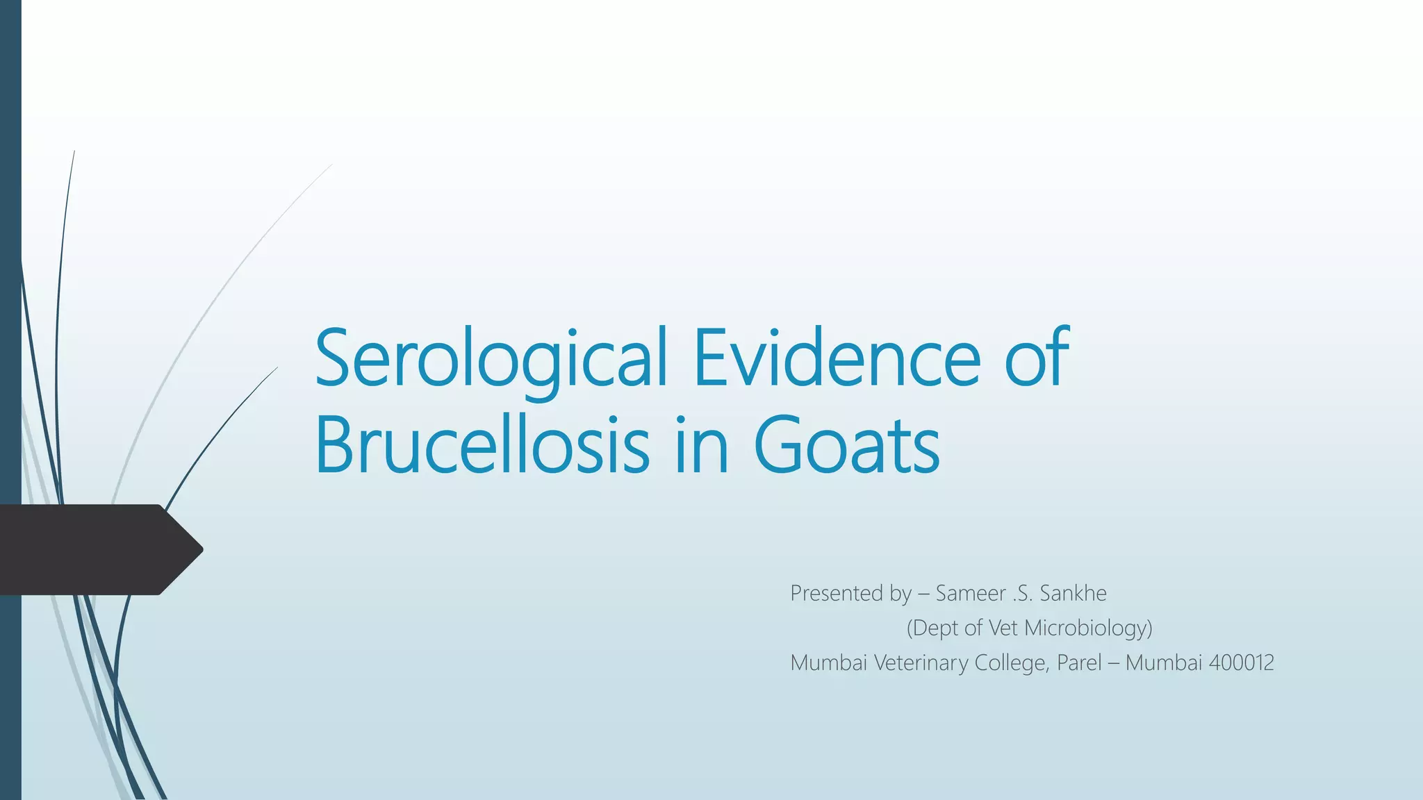 Serological evidence of brucellosis in goats | PPTX