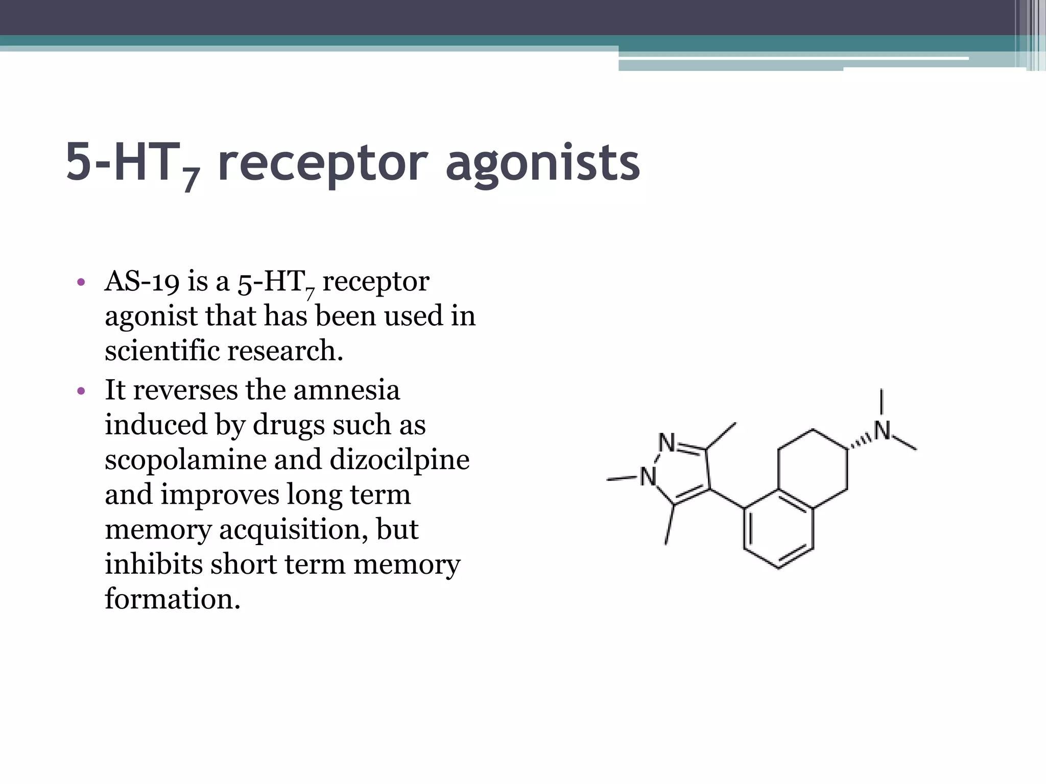 Serotonin; receptors, function and chemistry | PPT