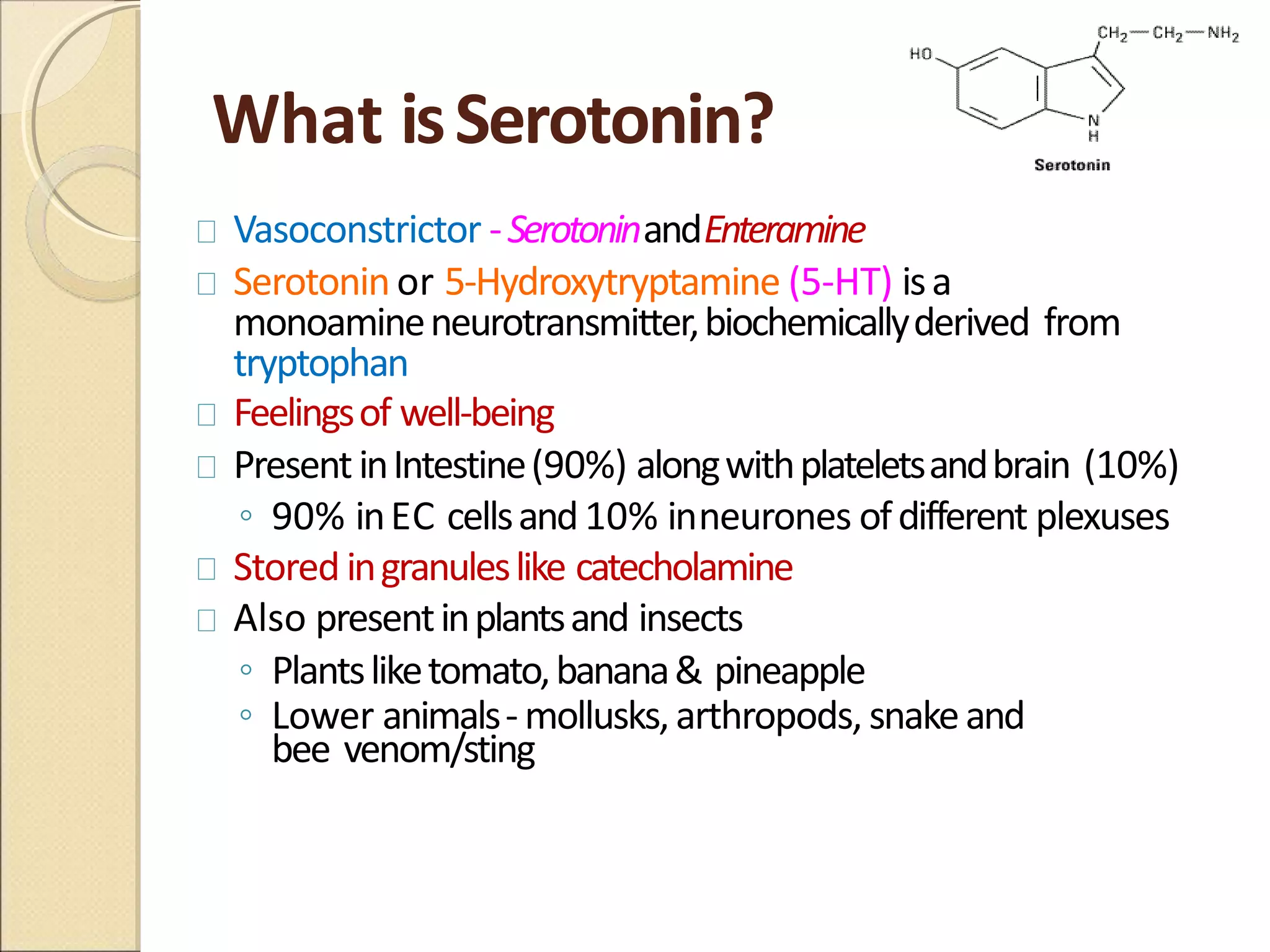 Serotonin | PPTX | Endocrine and Metabolic Diseases | Diseases and Conditions