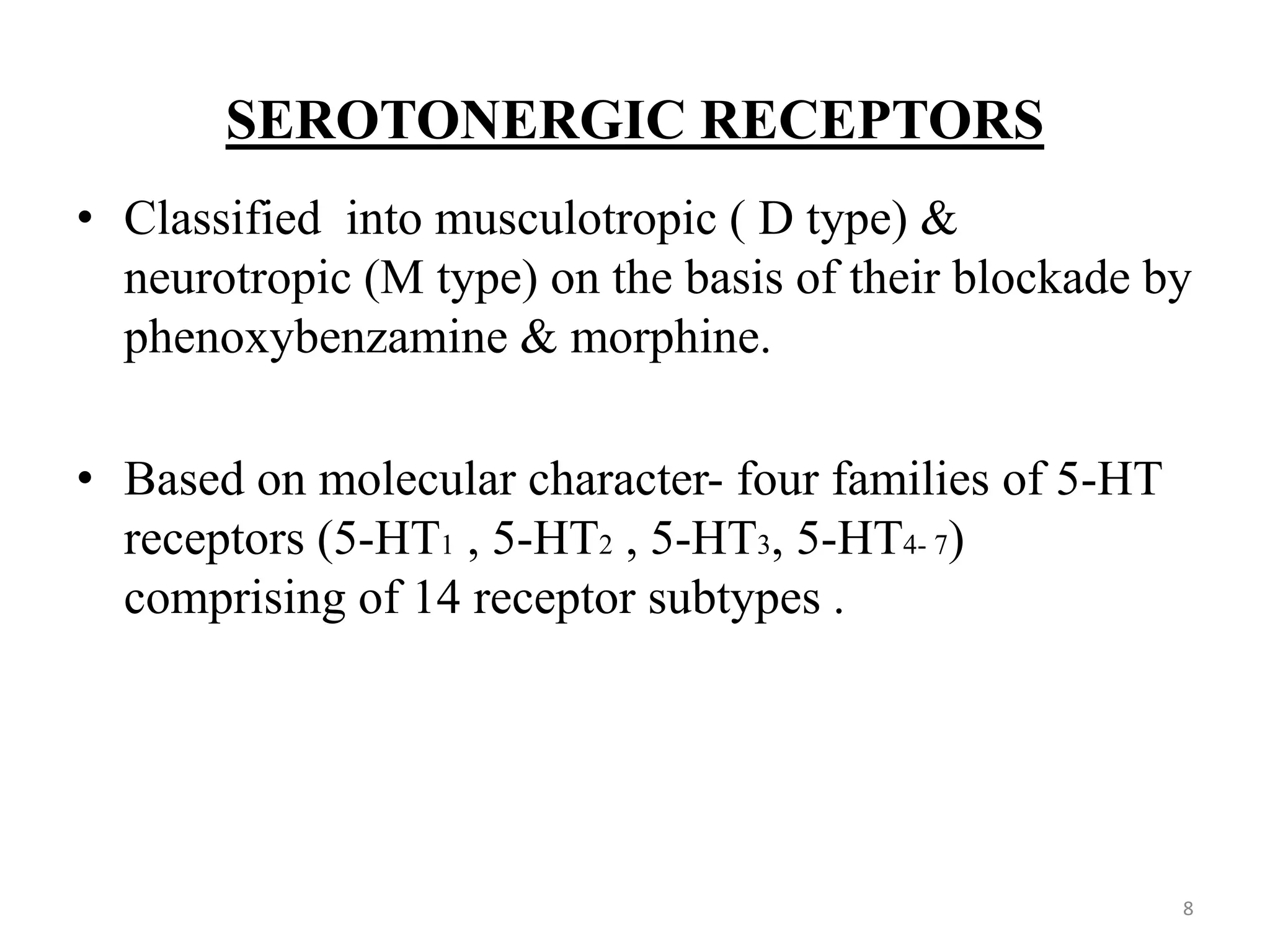 Serotonin & drugs acing on serotonin receptors | PPTX