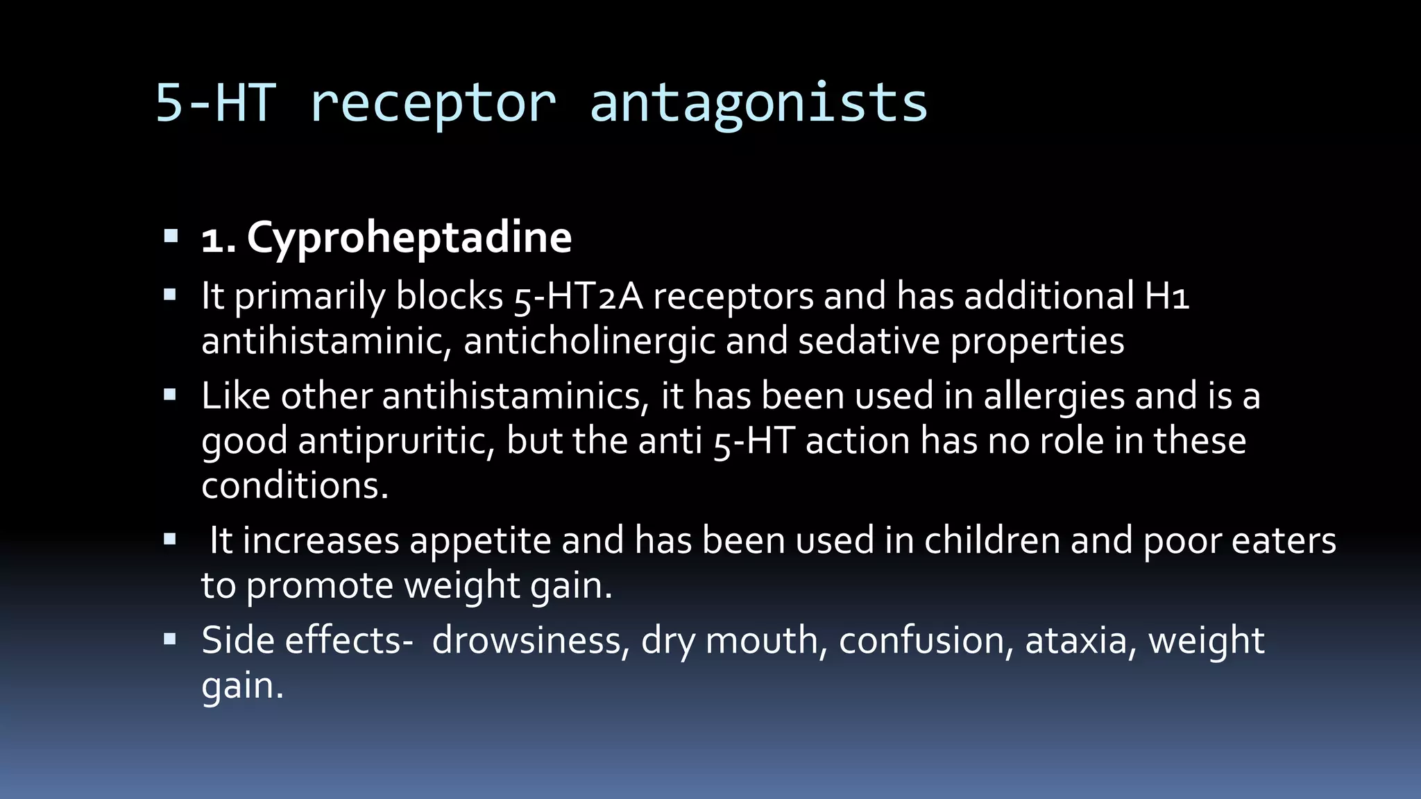 Serotonin, agonists and antagonists | PPTX