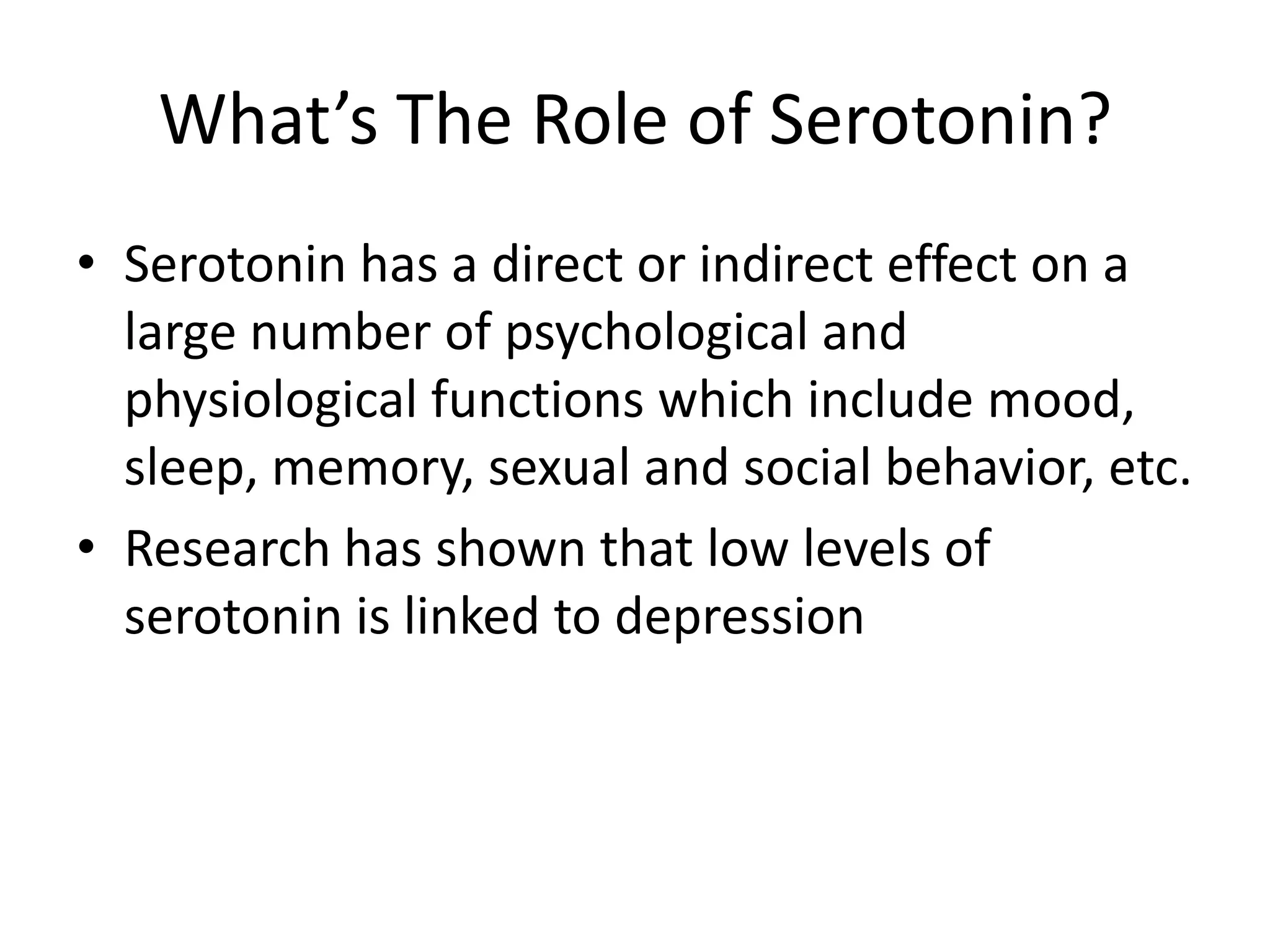 Serotonin and depression | PPTX
