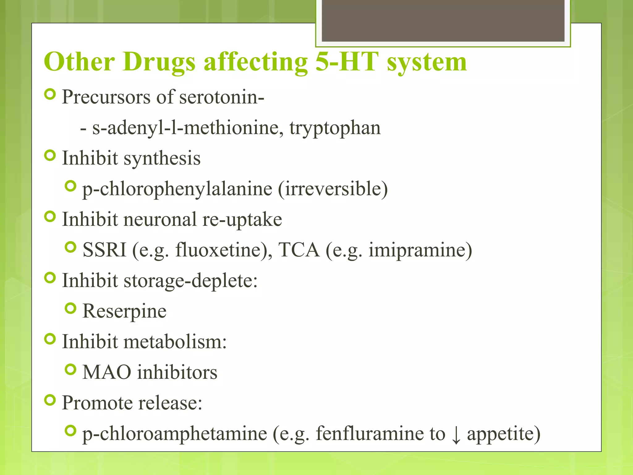 Serotonin : diseases and therapeutics | PPT
