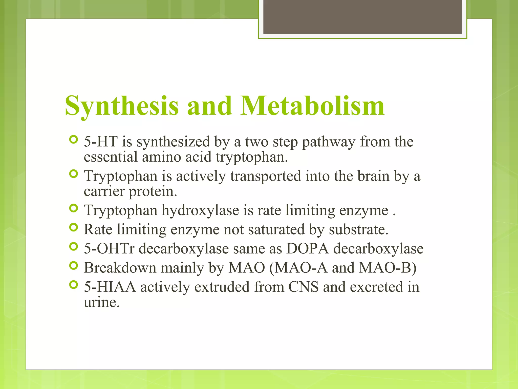 Serotonin : diseases and therapeutics | PPT