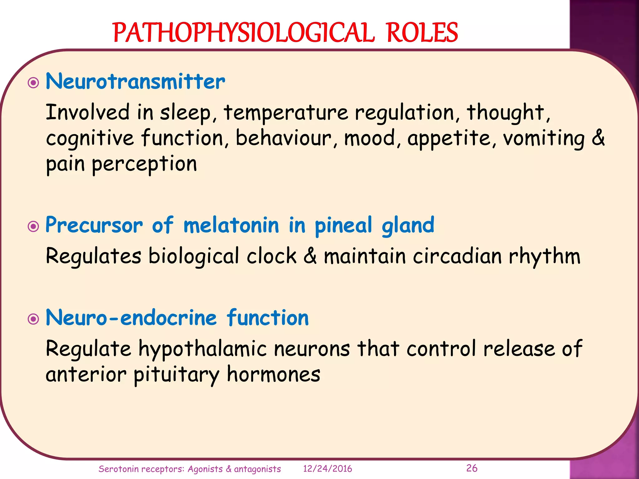 Serotonin receptors agonists & antagonists | PPTX