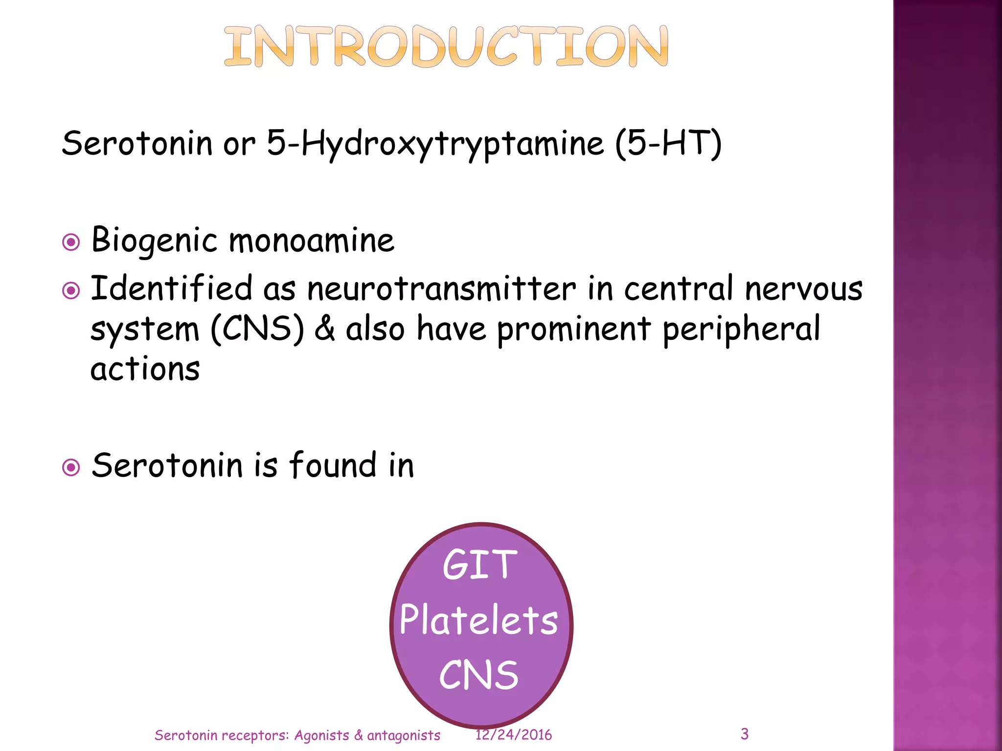 Serotonin receptors agonists & antagonists | PPTX