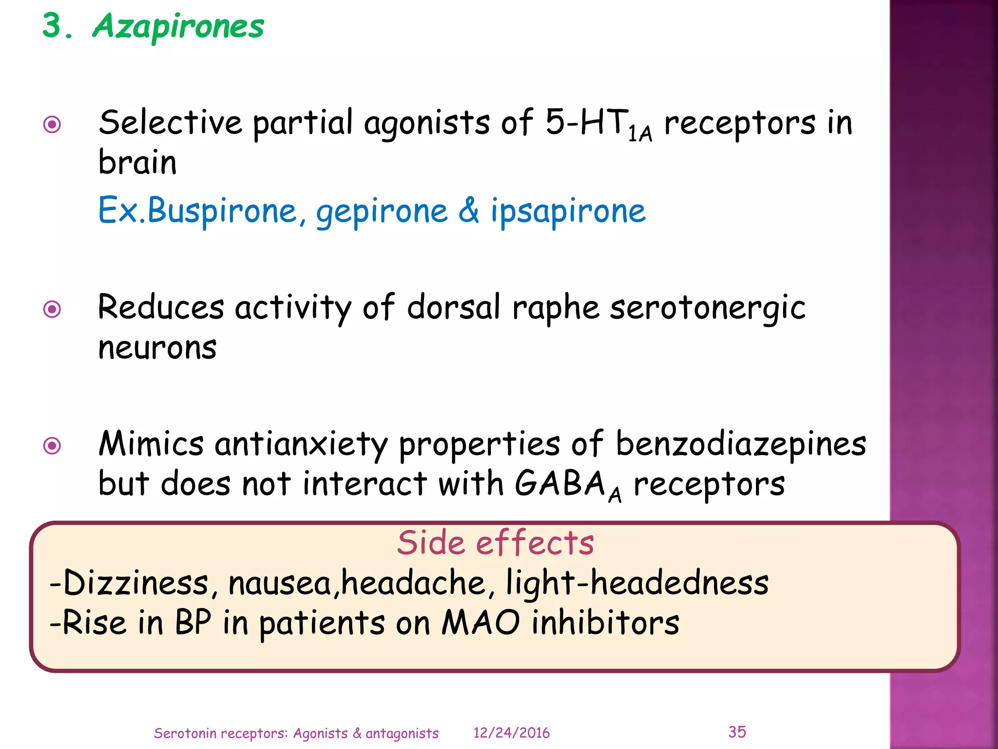 Serotonin receptors agonists & antagonists | PPTX