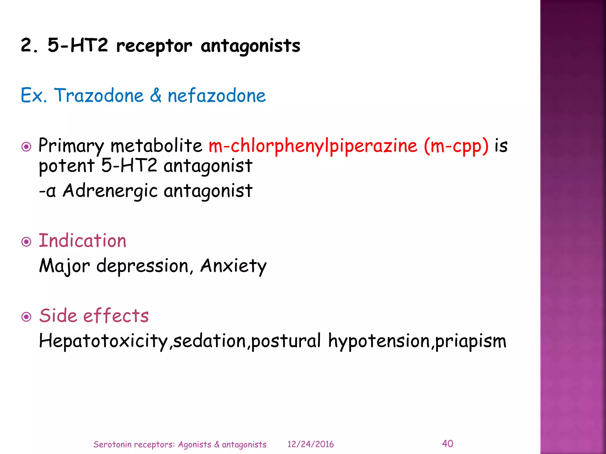 Serotonin receptors agonists & antagonists | PPTX
