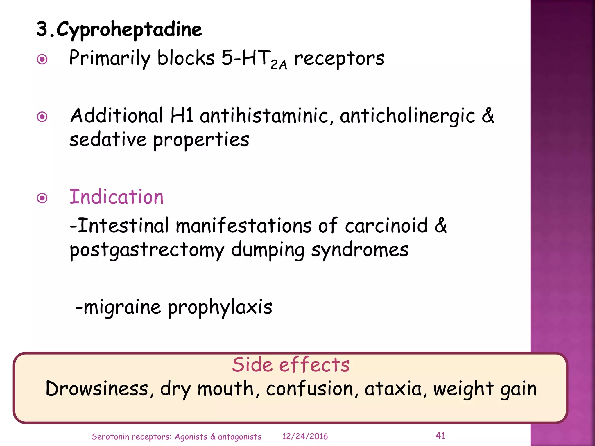 Serotonin receptors agonists & antagonists | PPTX