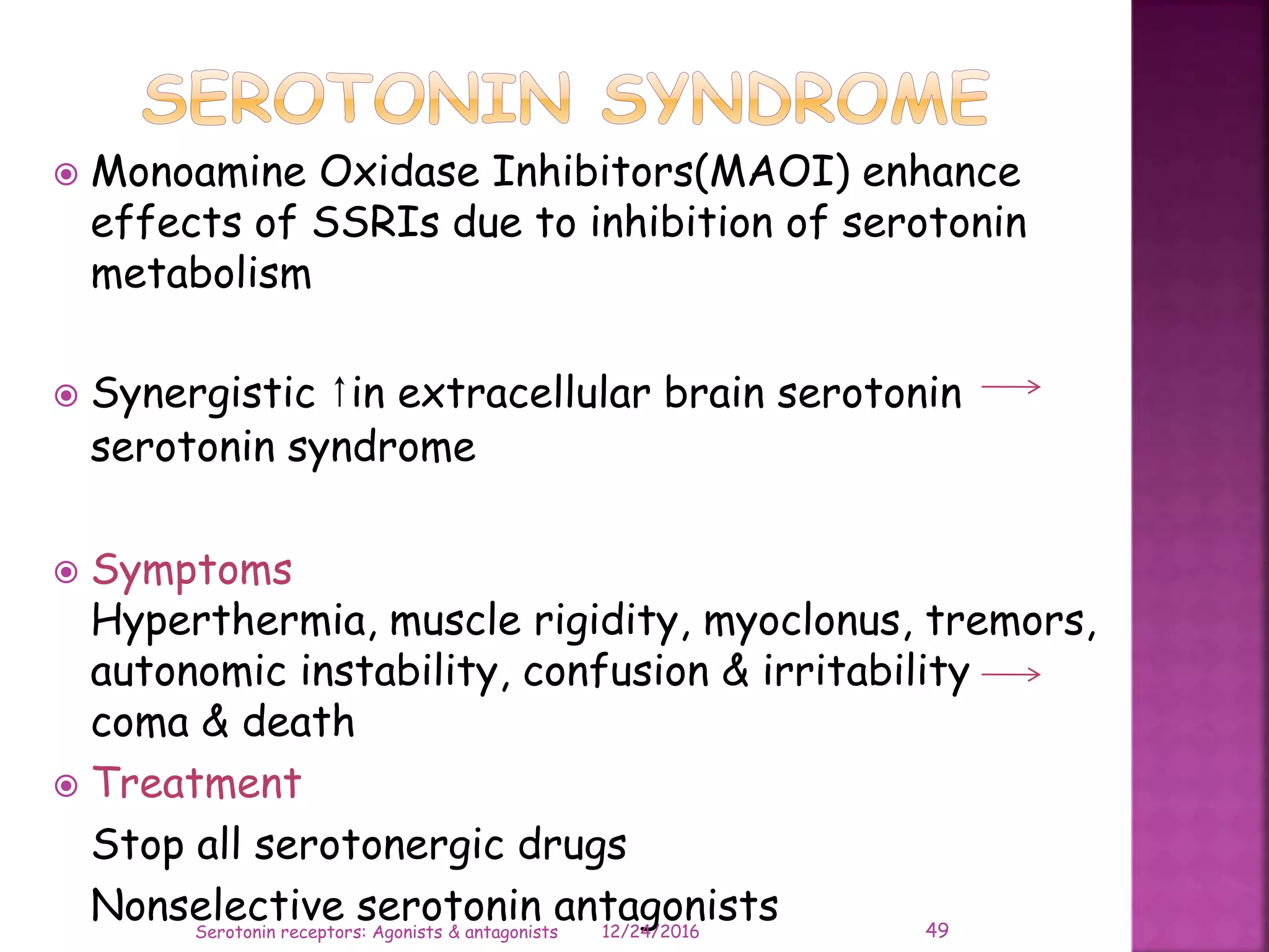 Serotonin receptors agonists & antagonists | PPTX | Endocrine and Metabolic Diseases | Diseases ...