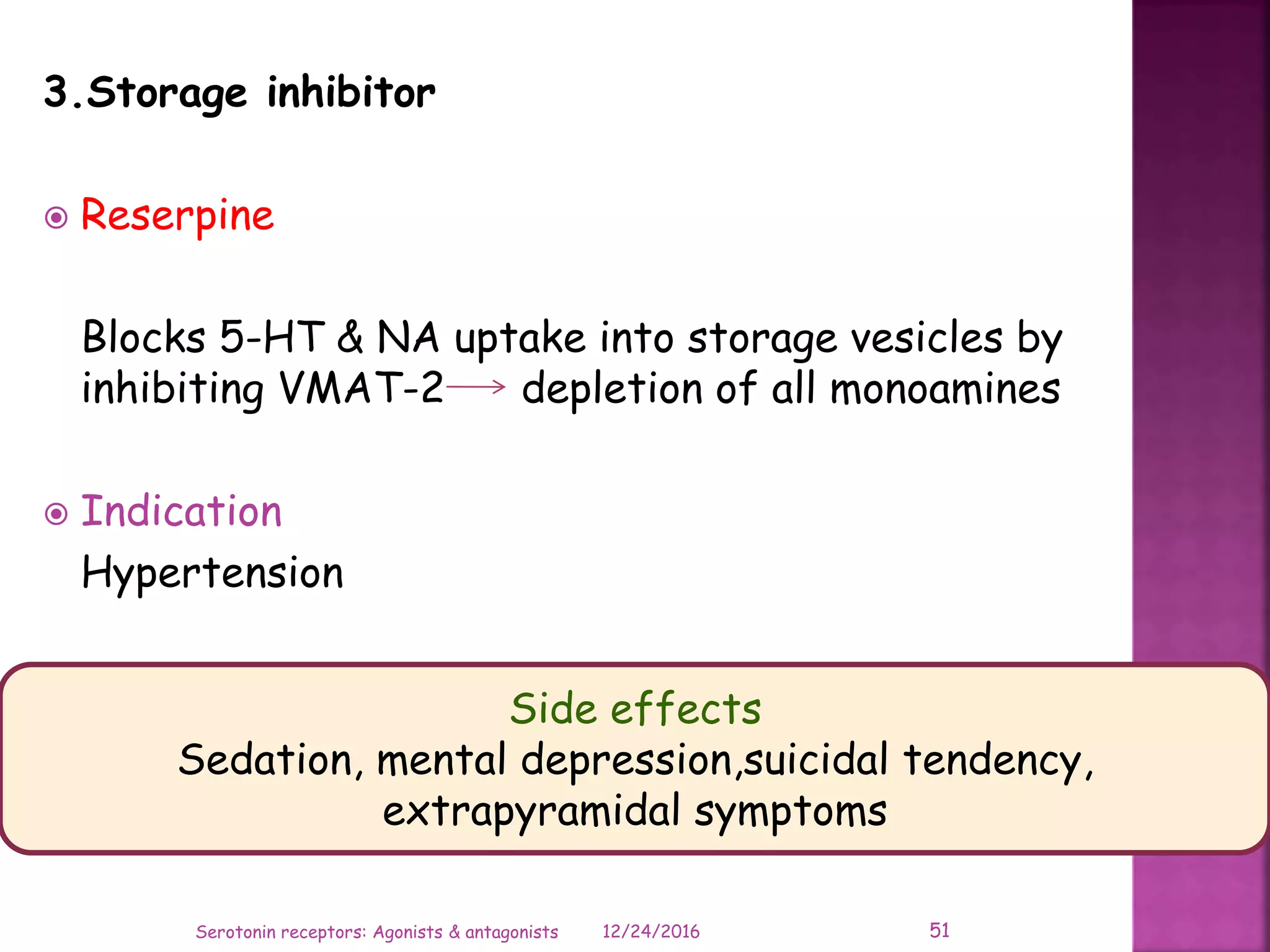 Serotonin receptors agonists & antagonists | PPTX