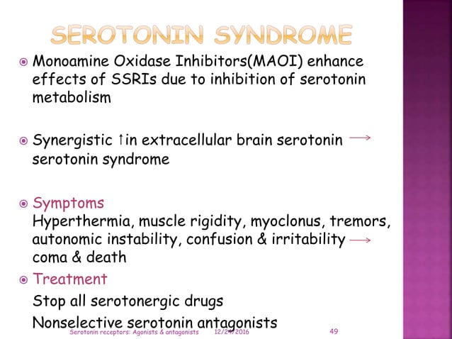 Serotonin receptors agonists & antagonists | PPT