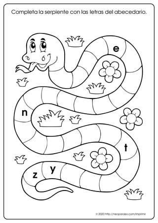 serpiente-abecedario para colorear libro | PDF