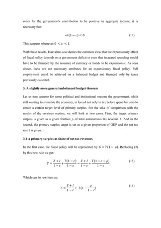 Super Haavelmo: balanced and unbalanced budget theorems and the ...