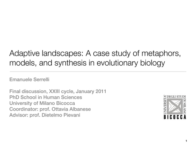 Adaptive landscapes: A case study of metaphors, models, and synthesis ...