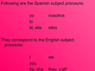 Ser & subj. pronouns 2013 | PPT