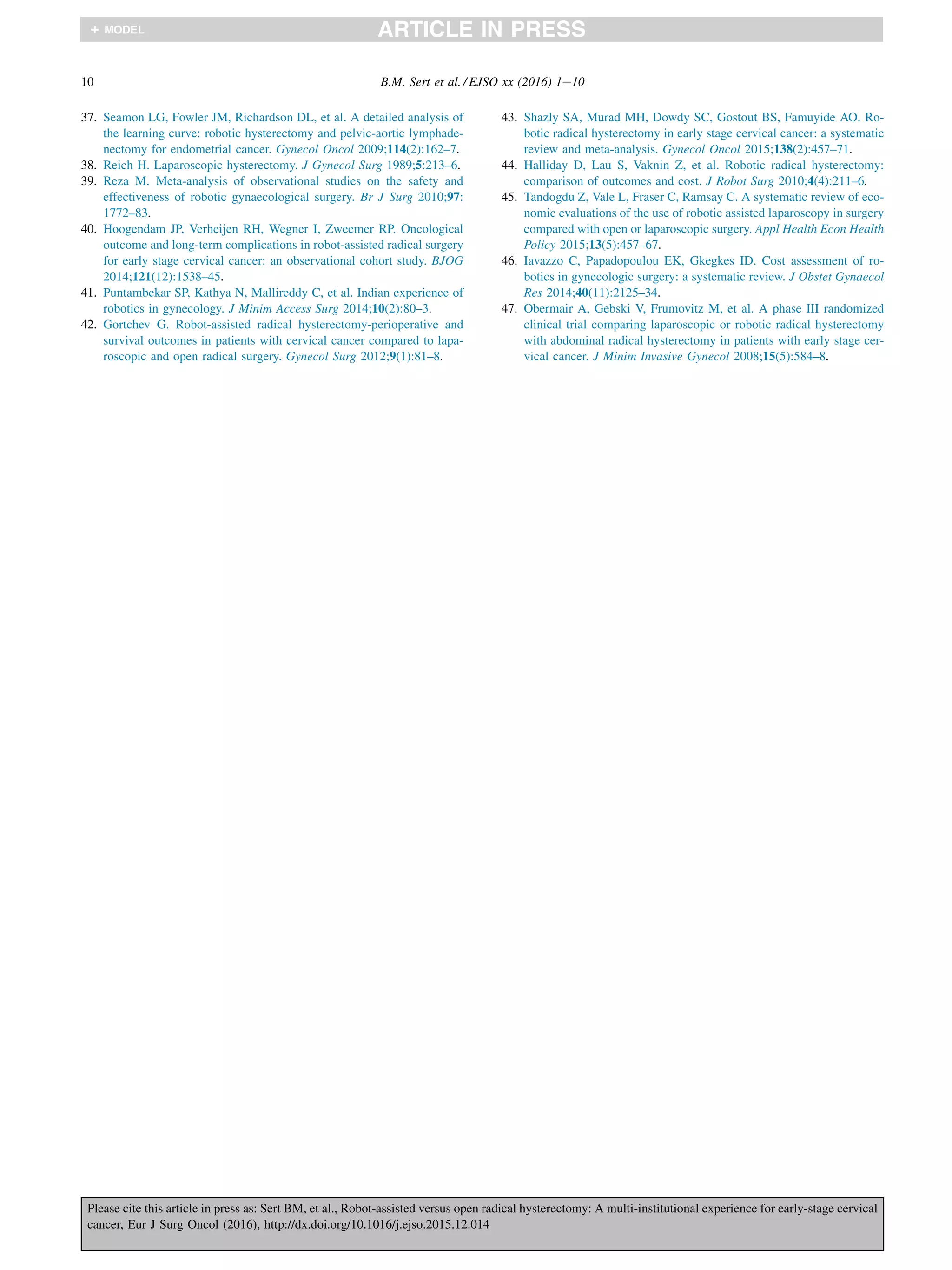 Robot-assisted versus open radical hysterectomy: A multi-institutional ...